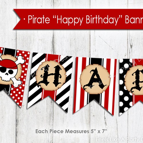 Pirate Happy Birthday Banner Instant Download - Etsy