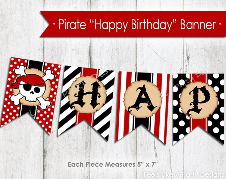 Pirate Happy Birthday Banner Instant Download - Etsy