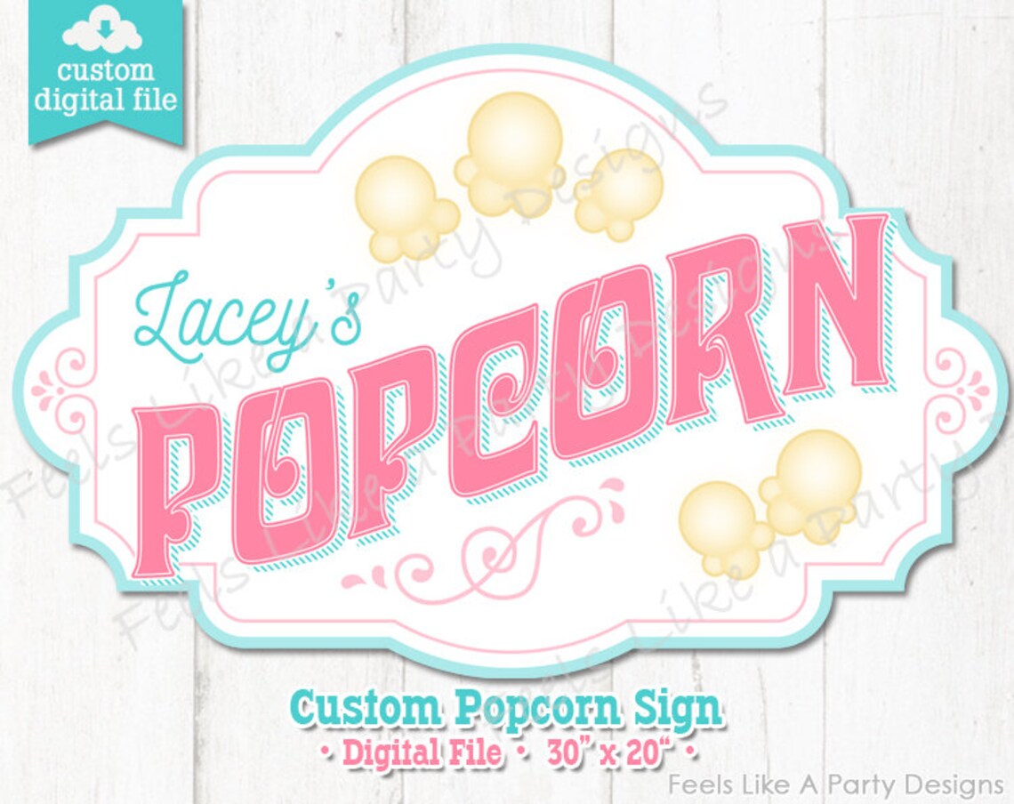 Custom Popcorn Sign Digital Download Carnival Sign DIY - Etsy