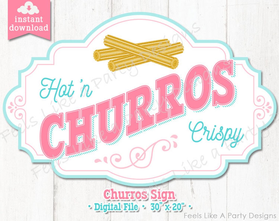 Pink and Blue Churro Sign - DIY Instant Download, Carnival Sign ...