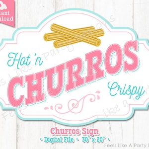 Pink and Blue Churro Sign - DIY Instant Download, Carnival Sign ...
