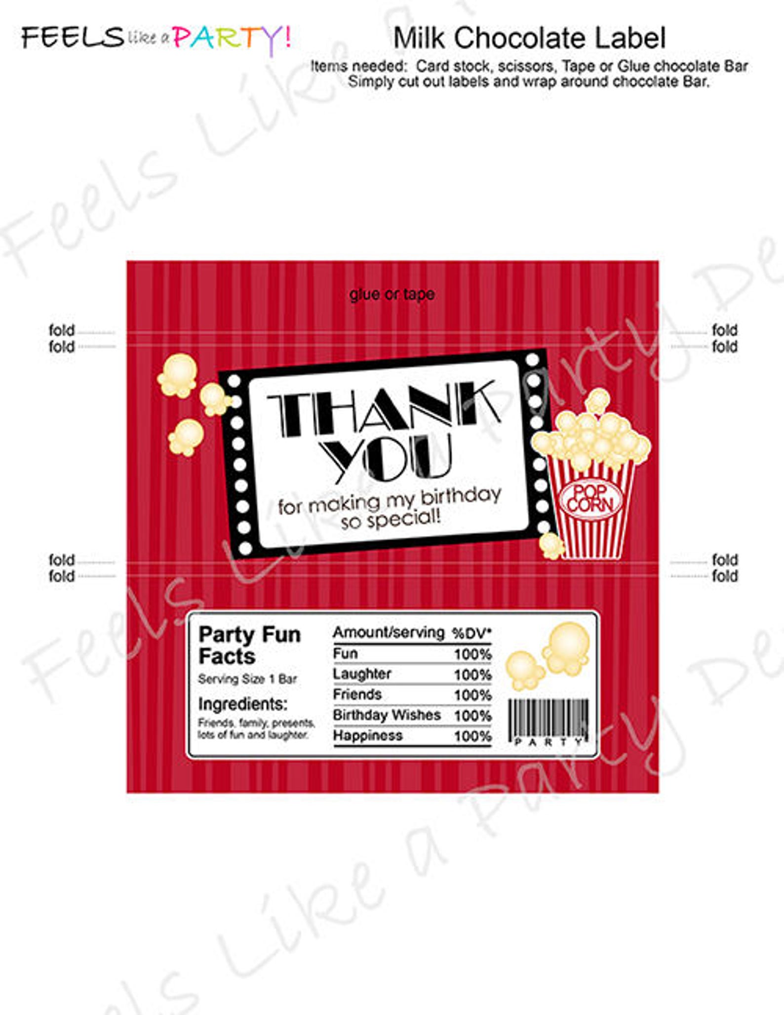 Movie Night Candy Bar Wrapper - Instant Download, Movie Party Favor ...