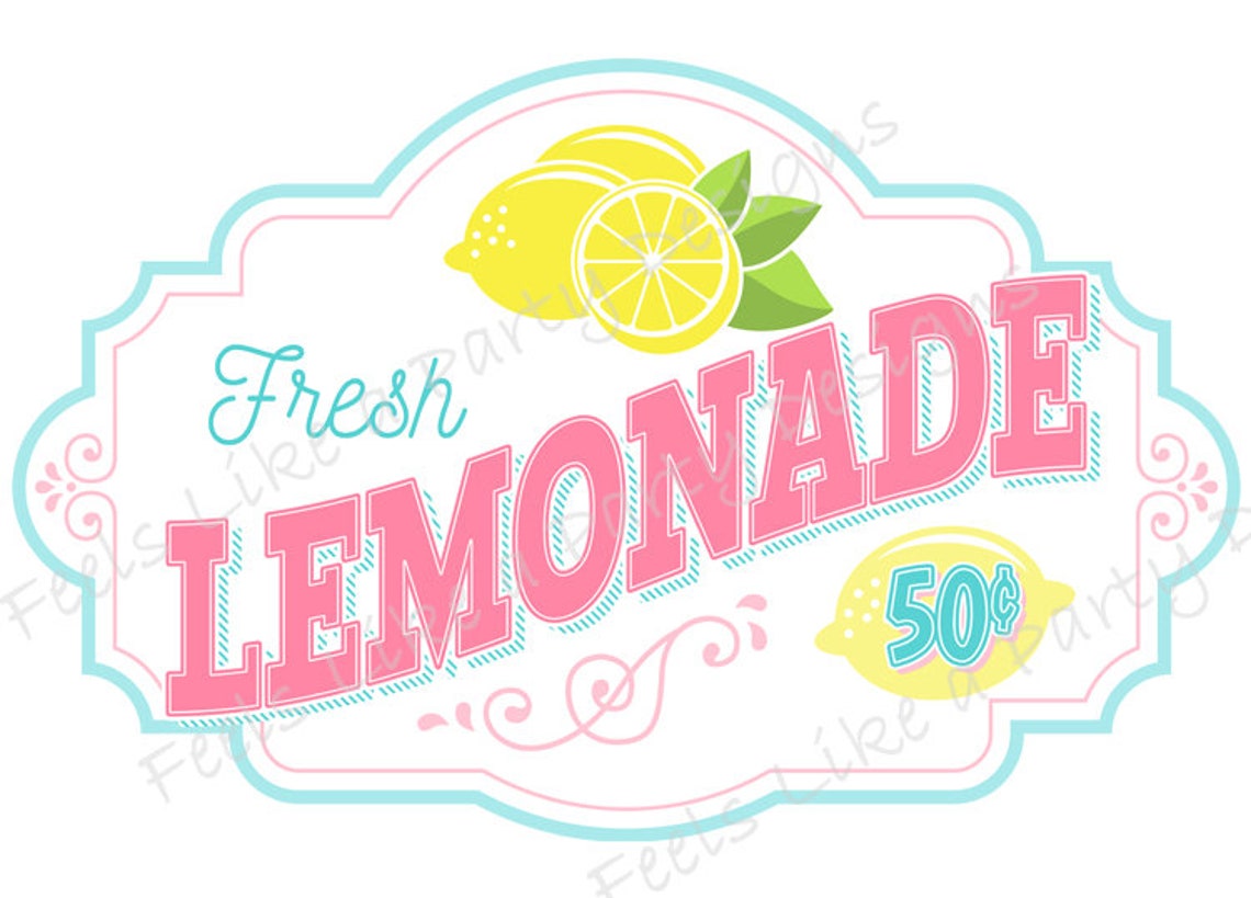 Pink and Blue Lemonade Stand Sign DIY Instant Download | Etsy