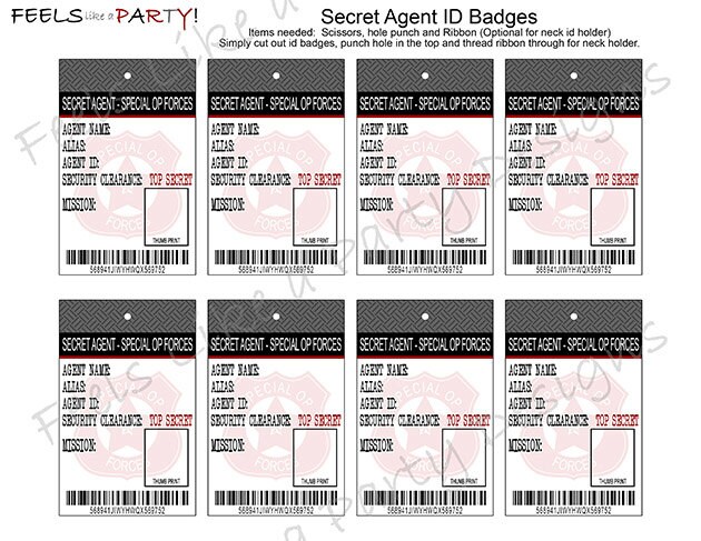 Secret Agent Spy ID Badges Instant Download Spy Party | Etsy Canada
