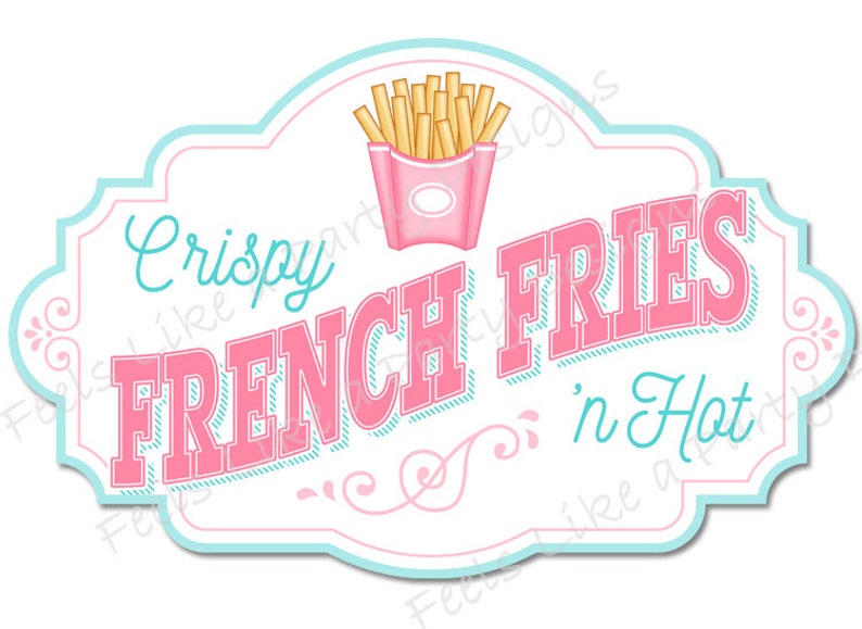 Blue and Pink French Fries Sign DIY Instant Download French - Etsy