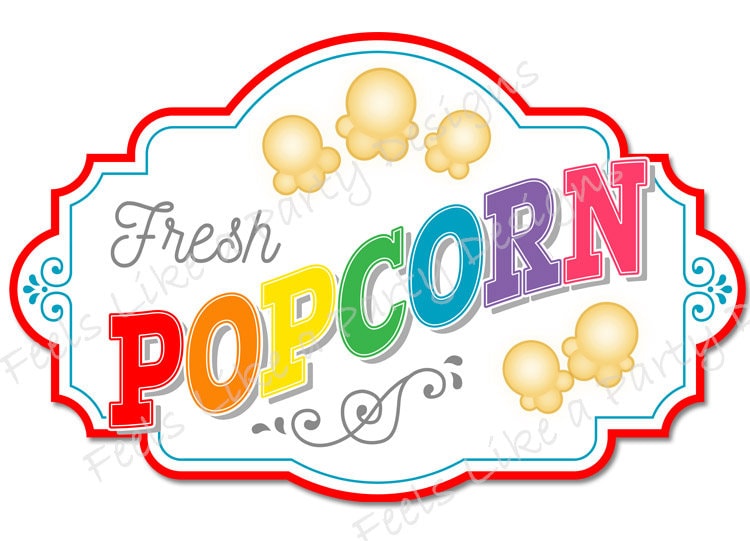Colorful Popcorn Sign DIY Instant Download Carnival Sign - Etsy