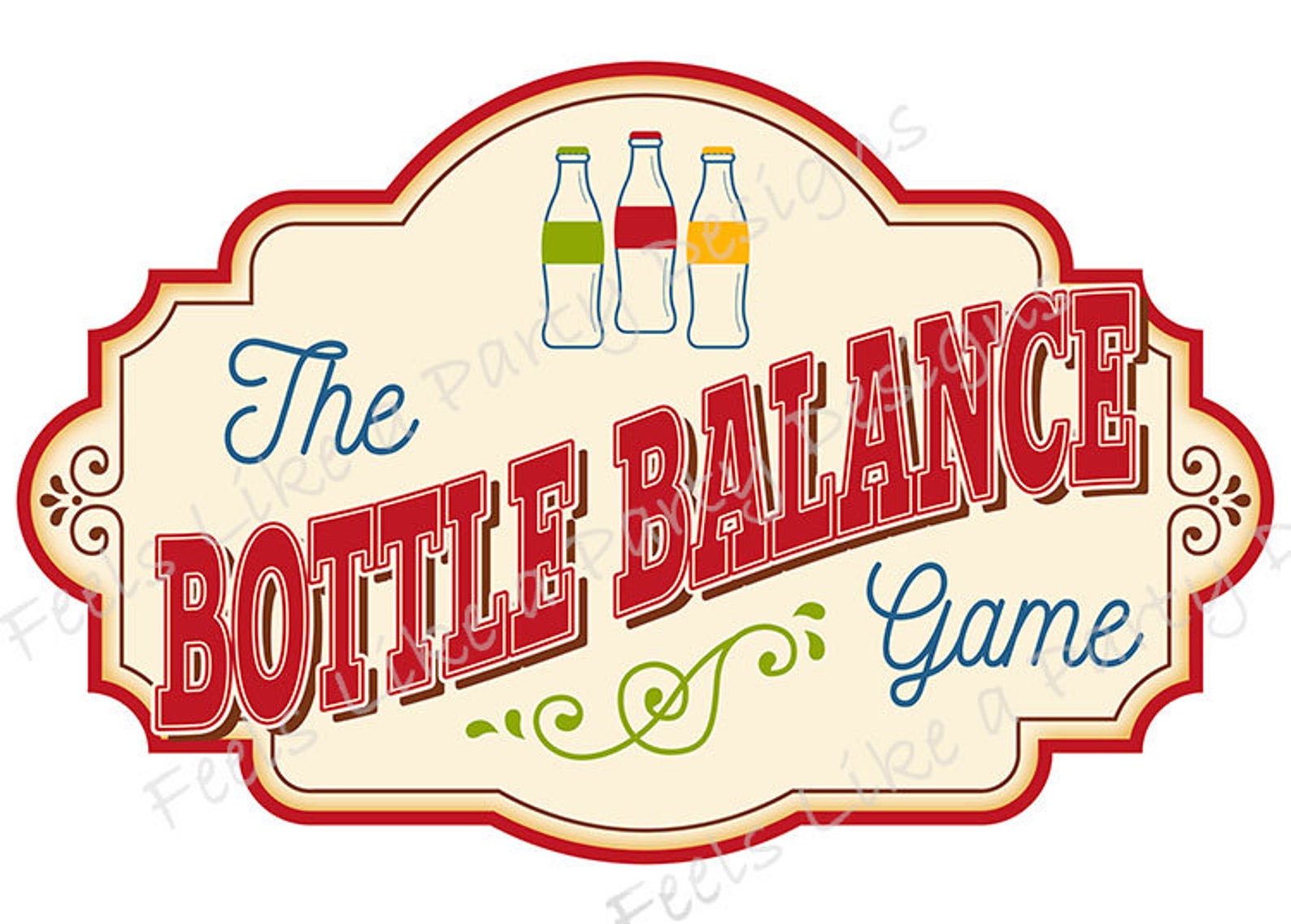 Red Bottle Balance Game Sign - DIY Instant Download, Carnival Sign ...