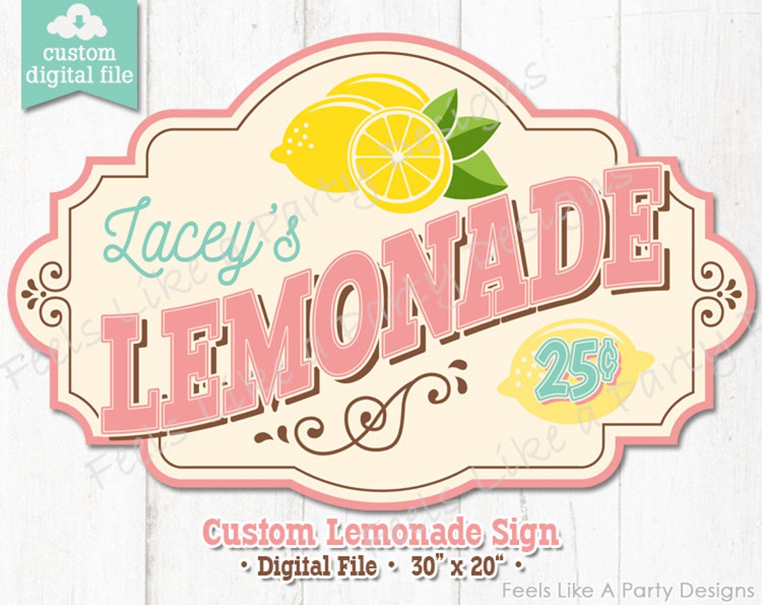 Custom Vintage Lemonade Stand Sign - Digital Download, DIY Printable ...