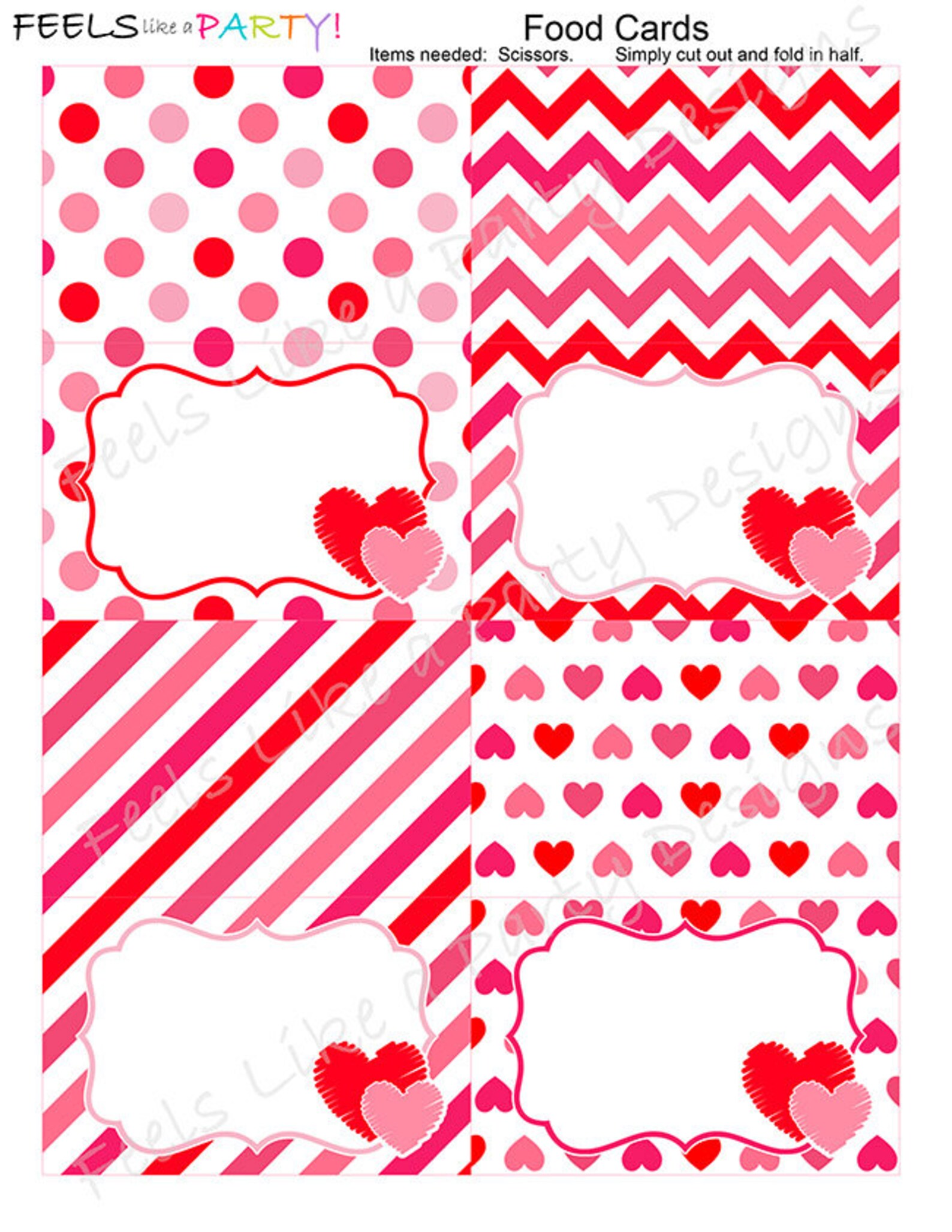 Valentine's Day Food Cards Instant Download | Etsy