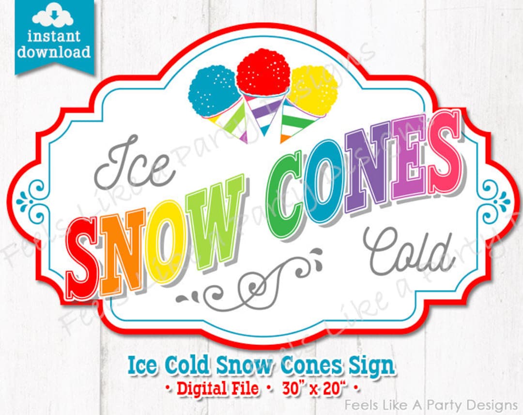 Snow Cone Sign - DIY Instant Download, Carnival Sign, Snow Cone Banner ...