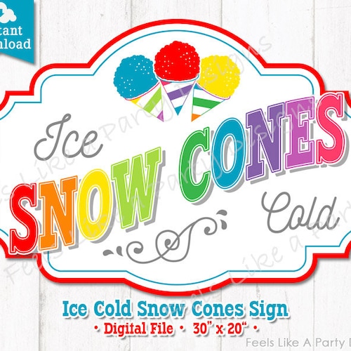 Snow Cone Sign DIY Instant Download Carnival Sign Snow - Etsy