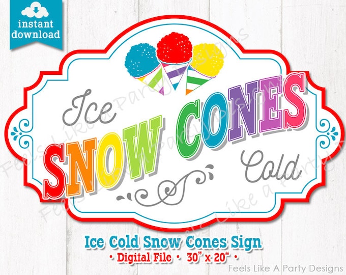 Snow Cone Sign DIY Instant Download, Carnival Sign, Snow Cone Banner ...