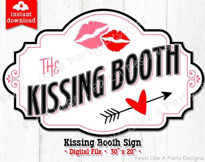 Kissing Booth Sign SVG, Kissing Booth Sign Printable, Valentine Kissing ...