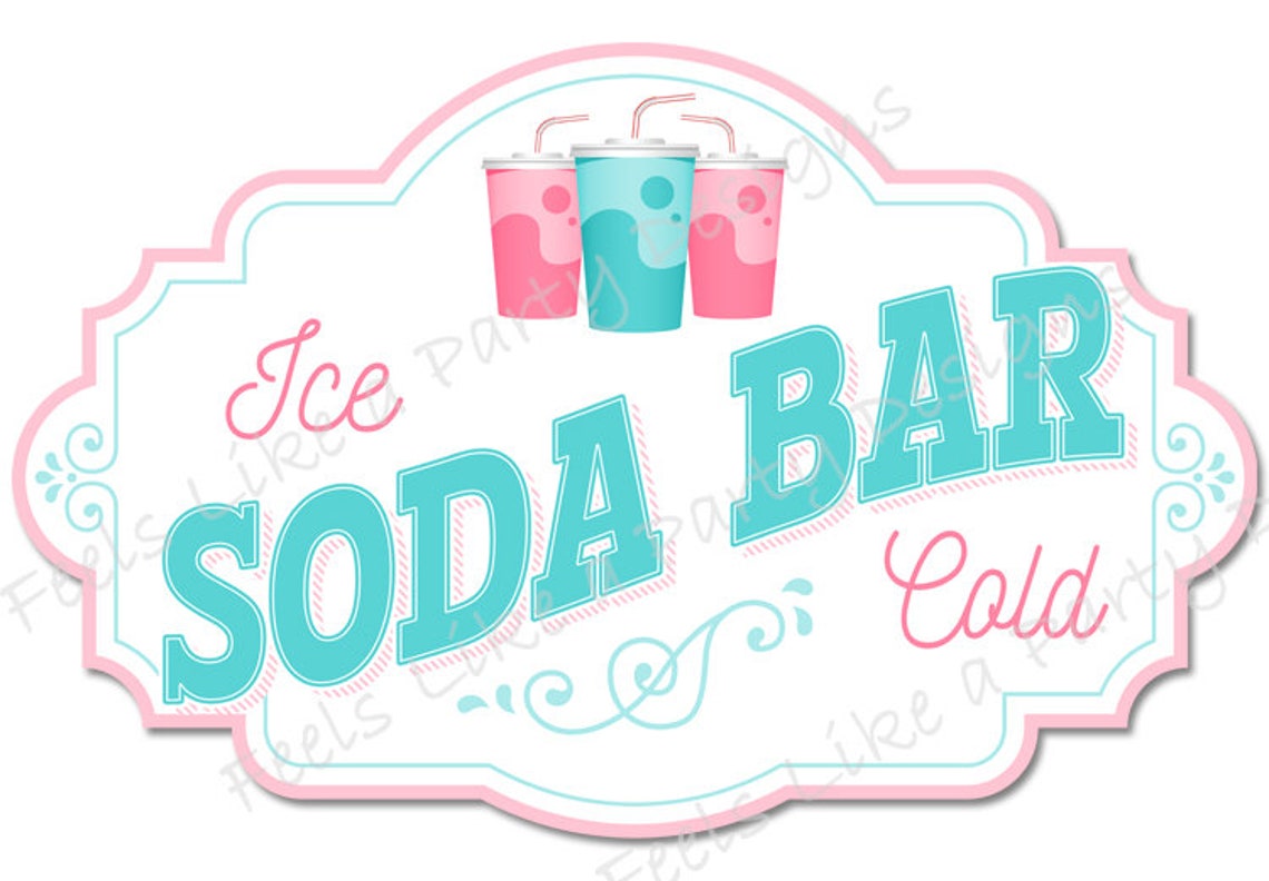Pink and Blue Soda Bar Sign DIY Printable Sign Soda Bar - Etsy