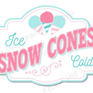 Pink and Blue Snow Cone Sign - DIY Instant Download, Carnival Sign ...