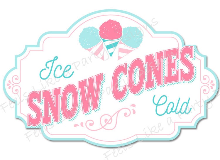 Pink and Blue Snow Cone Sign - DIY Instant Download, Carnival Sign ...