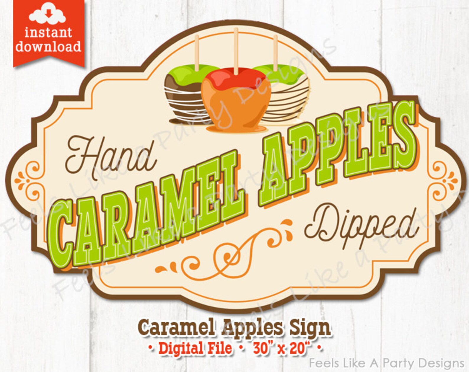 Caramel Apple Sign DIY Instant Download Caramel Apple | Etsy
