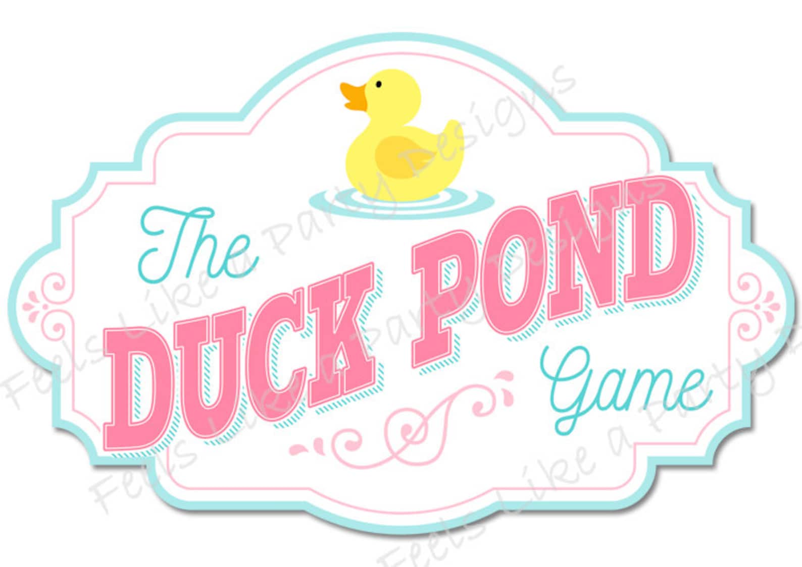 Pink and Blue Duck Pond Game Sign DIY Instant Download | Etsy