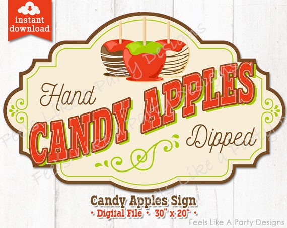 Candy Apples Sign DIY Instant Download Candy Apple Stand - Etsy Singapore