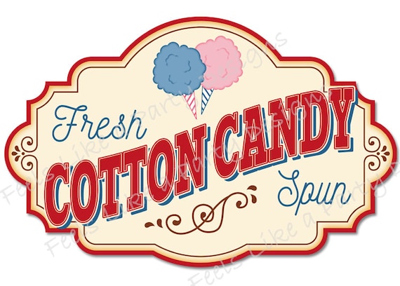 Cotton Candy Circus Signs Custom Cotton Candy Sign, Choose Your Text,