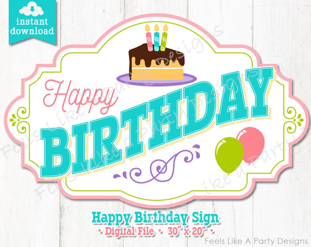 Happy Birthday Sign - DIY Instant Download, Carnival Sign, Birthday ...