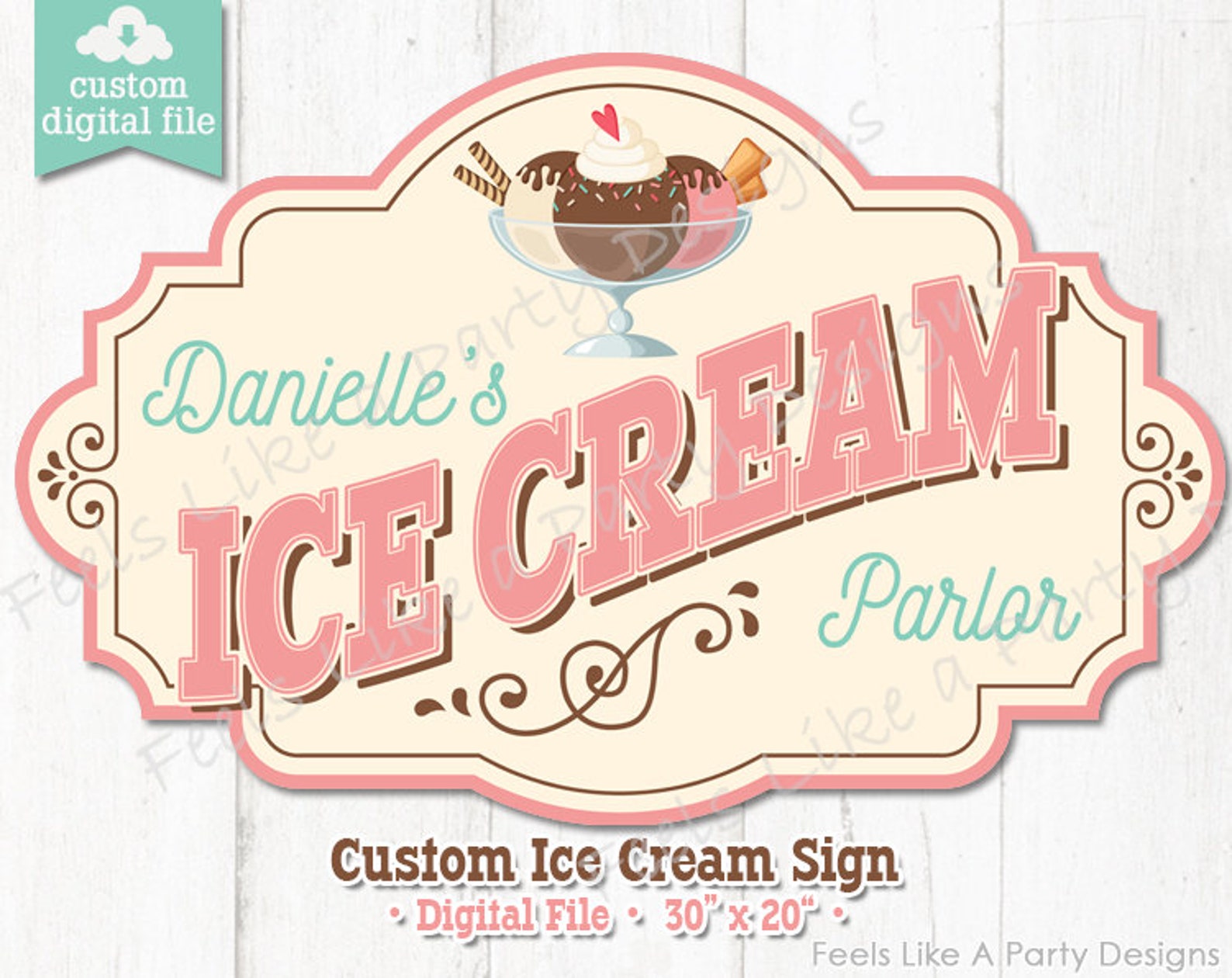 Custom Ice Cream Parlor Sign - Digital Download, DIY Printable Sign ...