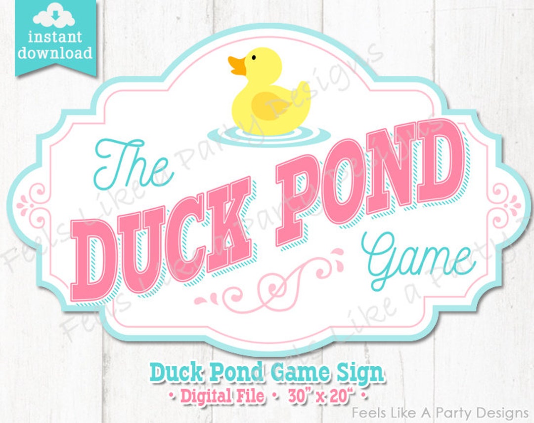 Pink and Blue Duck Pond Game Sign - DIY Instant Download, Carnival Sign ...