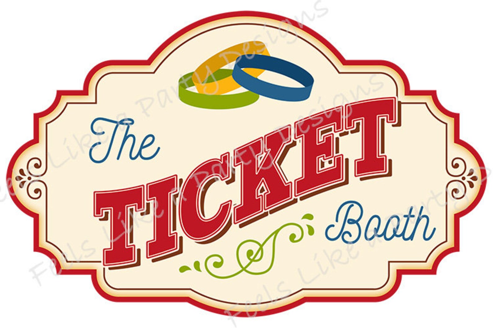 Vintage Red Yellow and Blue Ticket Booth Sign DIY Instant - Etsy