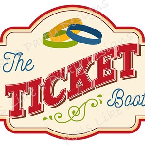 Vintage Red Yellow and Blue Ticket Booth Sign - DIY Instant Download ...