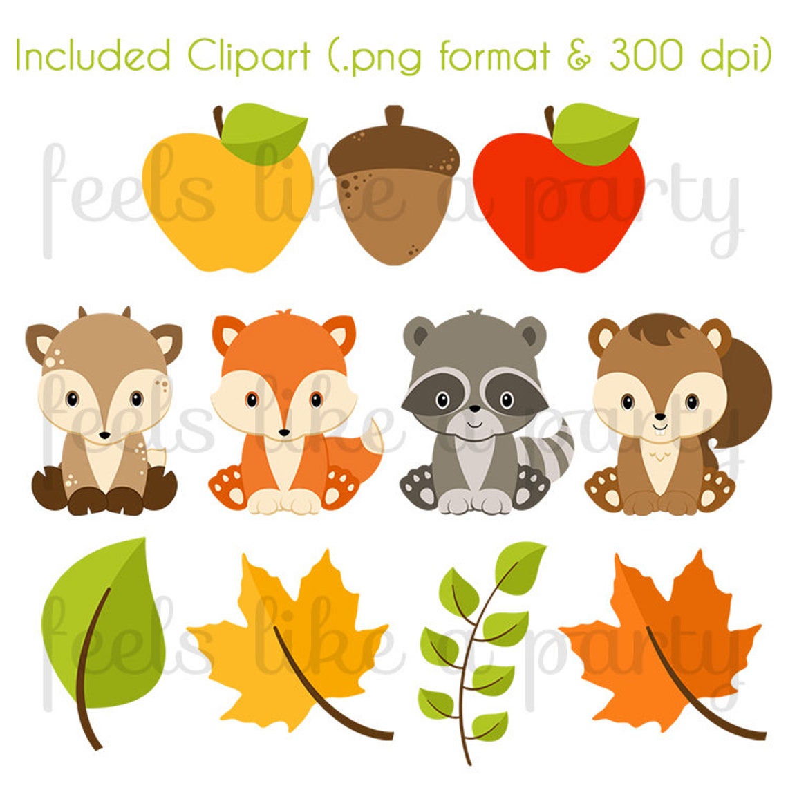 Woodland Digital Paper and Clip Art Fall Animals Digital - Etsy