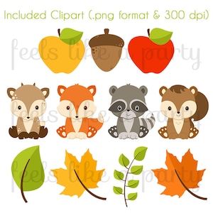 Woodland Digital Paper and Clip Art, Fall Animals, Digital Scrapbook ...