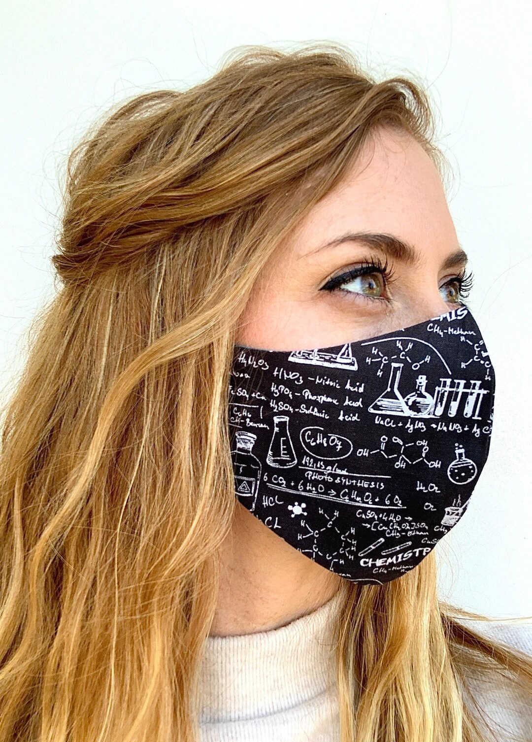 Chemistry Face Mask Science School Math Contoured Fitted - Etsy