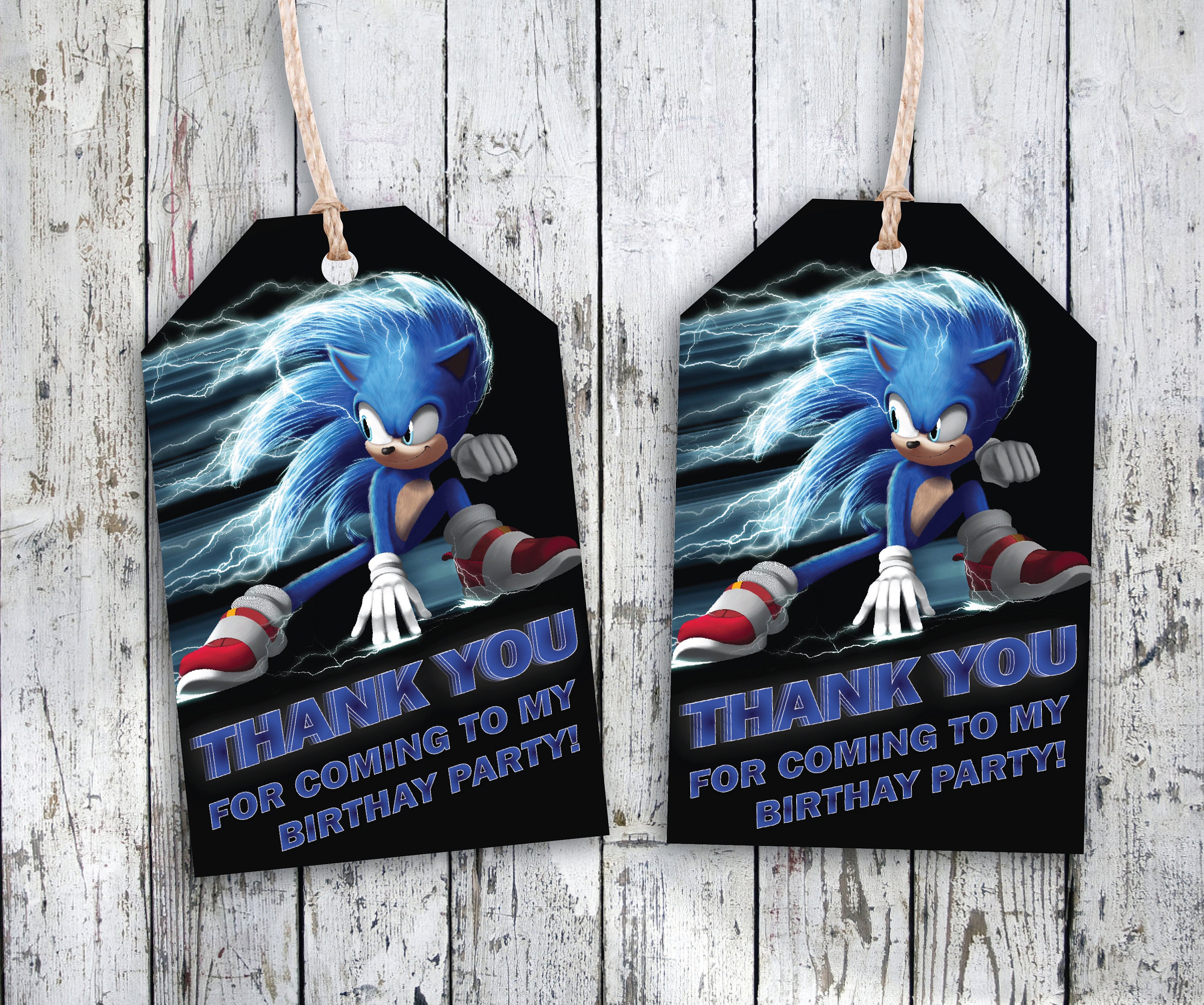 Sonic Birthday Sonic Party Party Decoration Thank you Tags | Etsy
