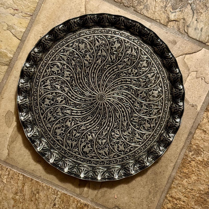 Turkish Silver Tray Round - Etsy