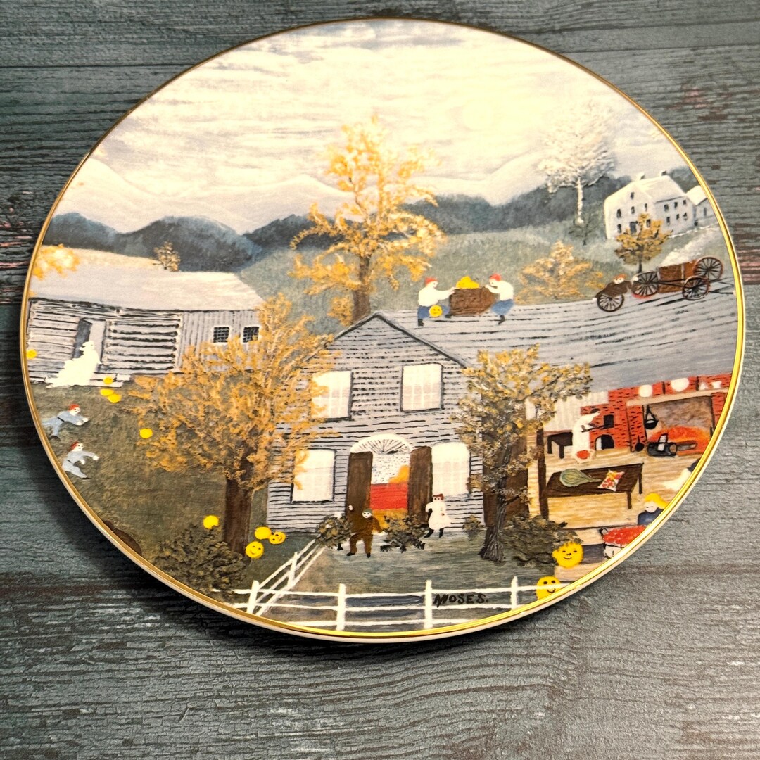 Vintage Grandma Moses Americana Display Plate With COA, Memories of ...