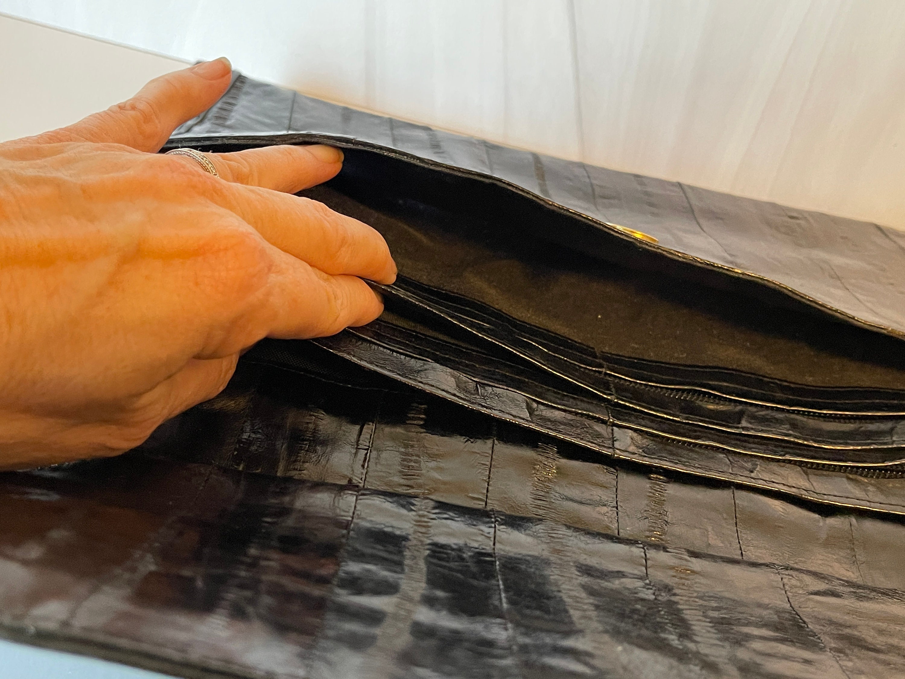 Eel Skin Black Clutch Purse by Lee Sands Dress Handbag Black - Etsy