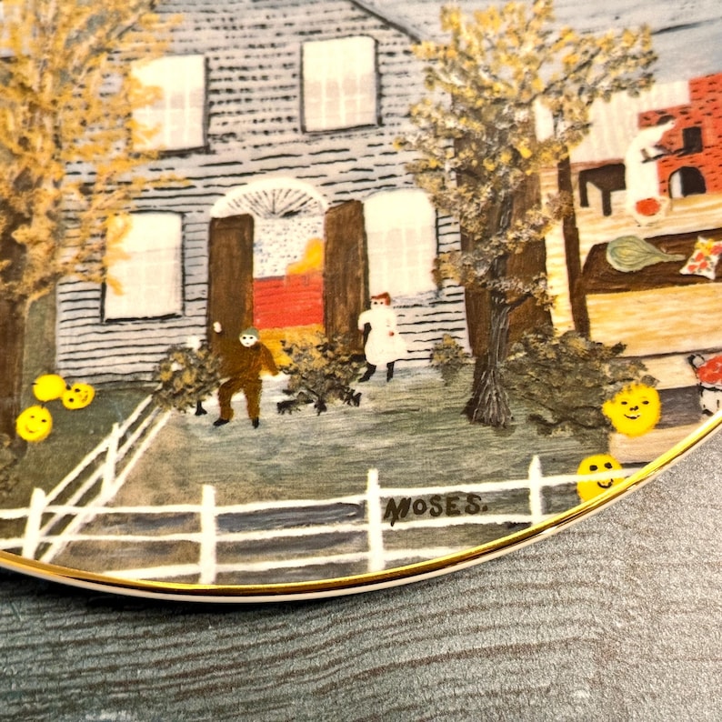 Vintage Grandma Moses Americana Display Plate With COA, Memories of ...