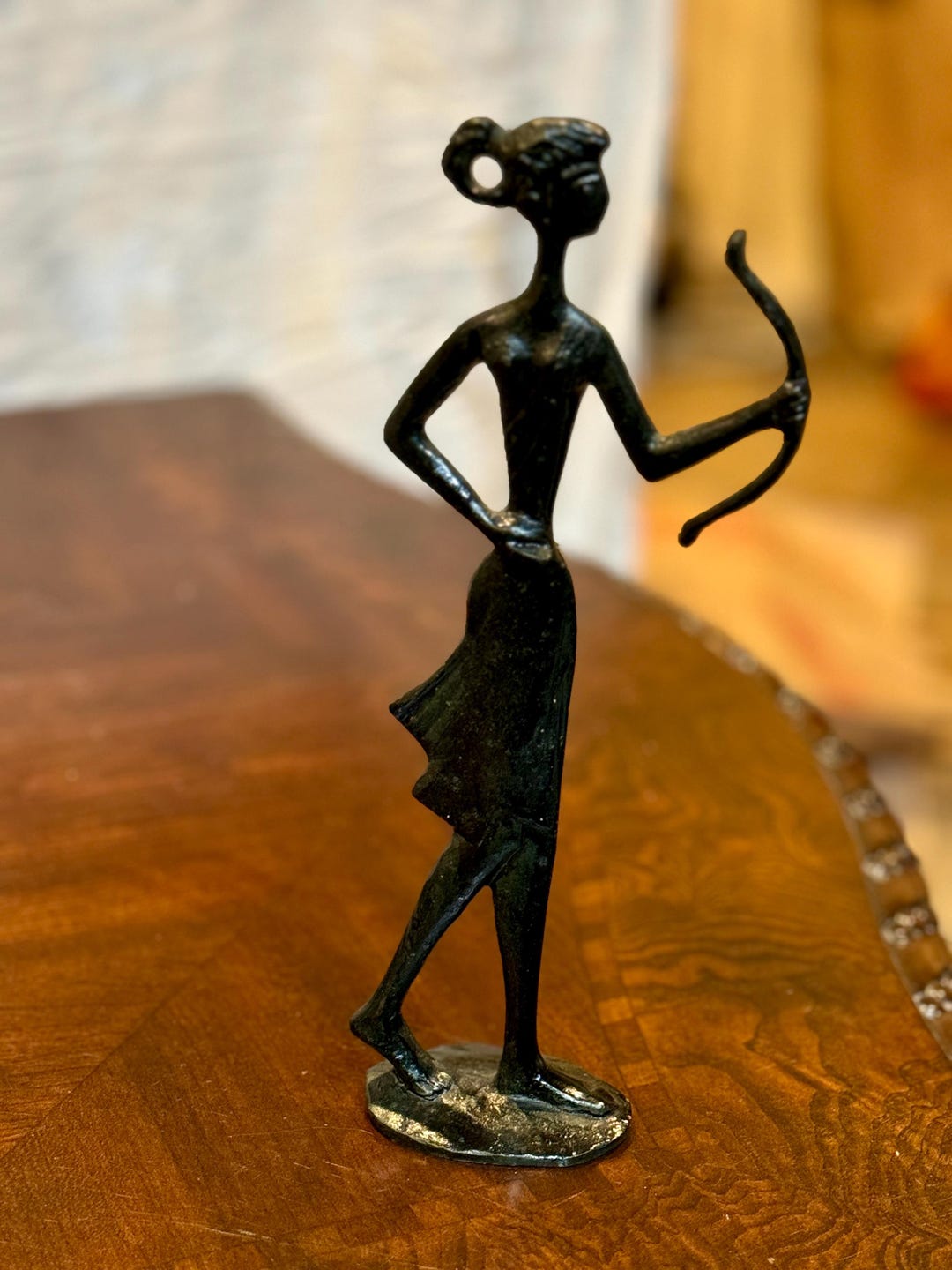 Signed Greek Goddess Metal Figurine Statue, Greek Sculpture, Diana the ...