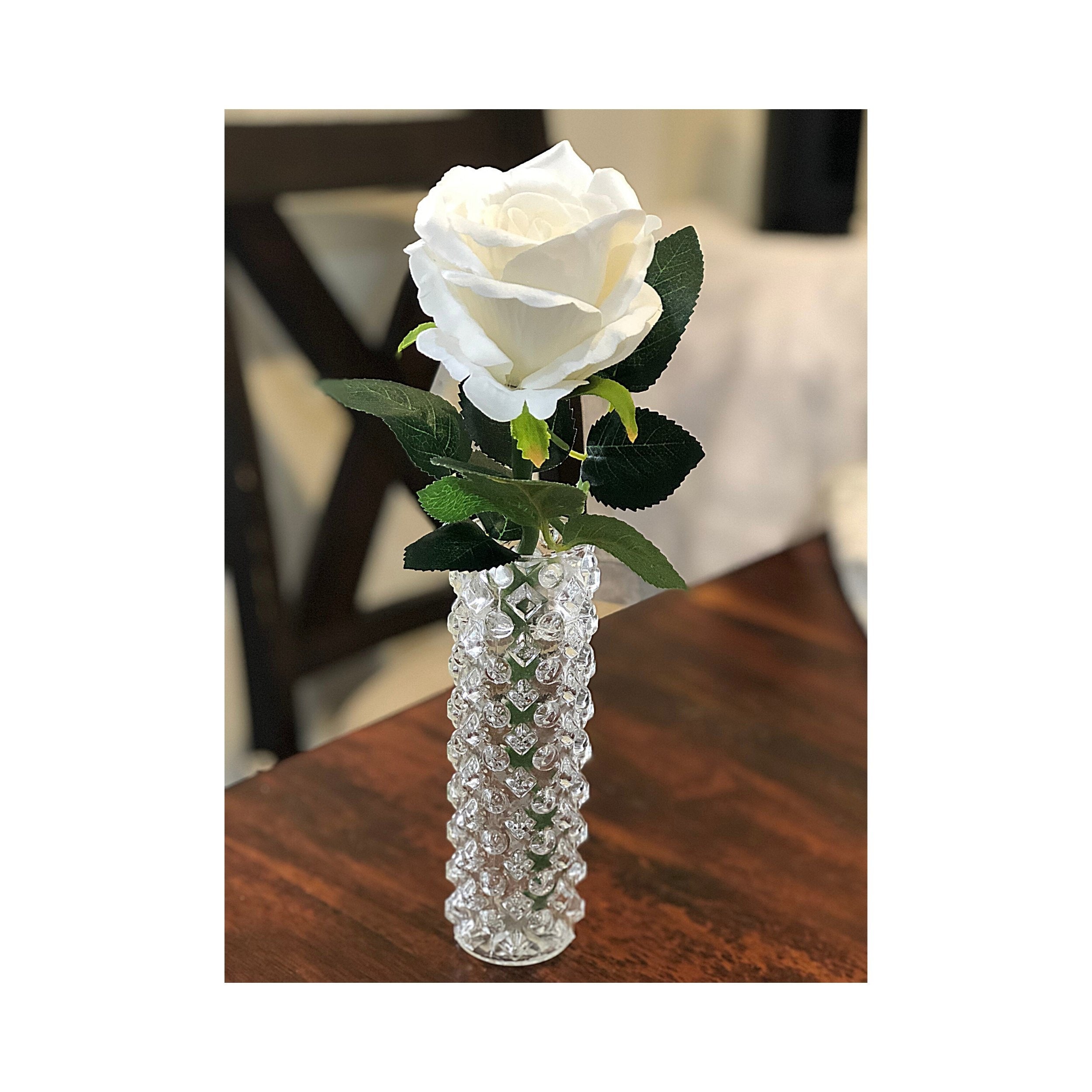 Single White Rose In Vase