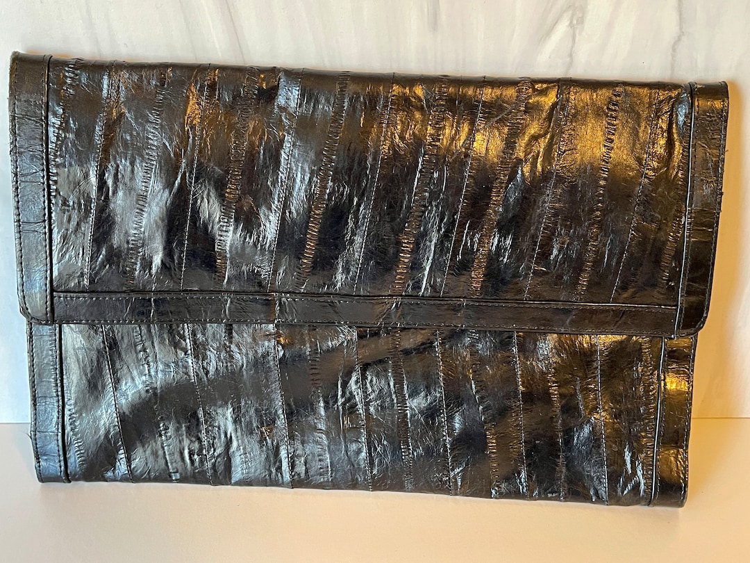 Eel Skin Black Clutch Purse by Lee Sands Dress Handbag Black - Etsy