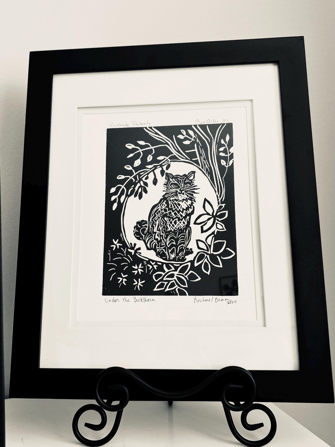 Original Cat Handmade Linocut Print, Original Limited Hand-pressed Folk ...
