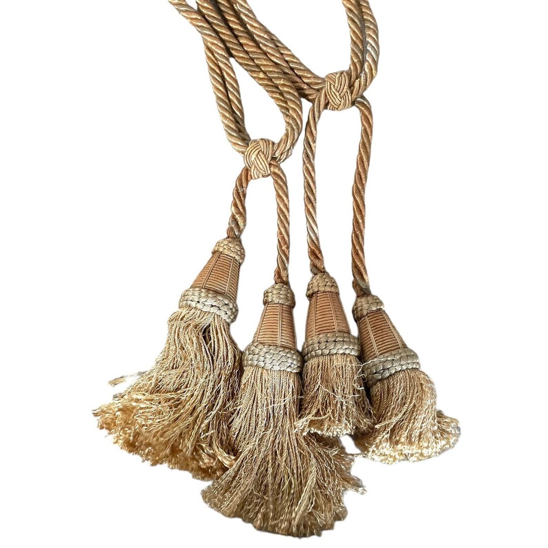 Vintage French Tassels Brown Gold Curtain Pullbacks Ties Tiebacks ...