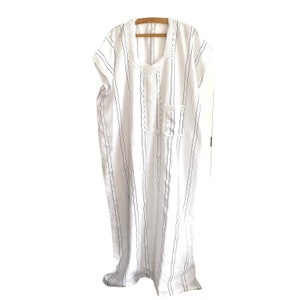 Vintage Moroccan Middle Eastern Style Kaftan Tunic Long White Black Pin ...