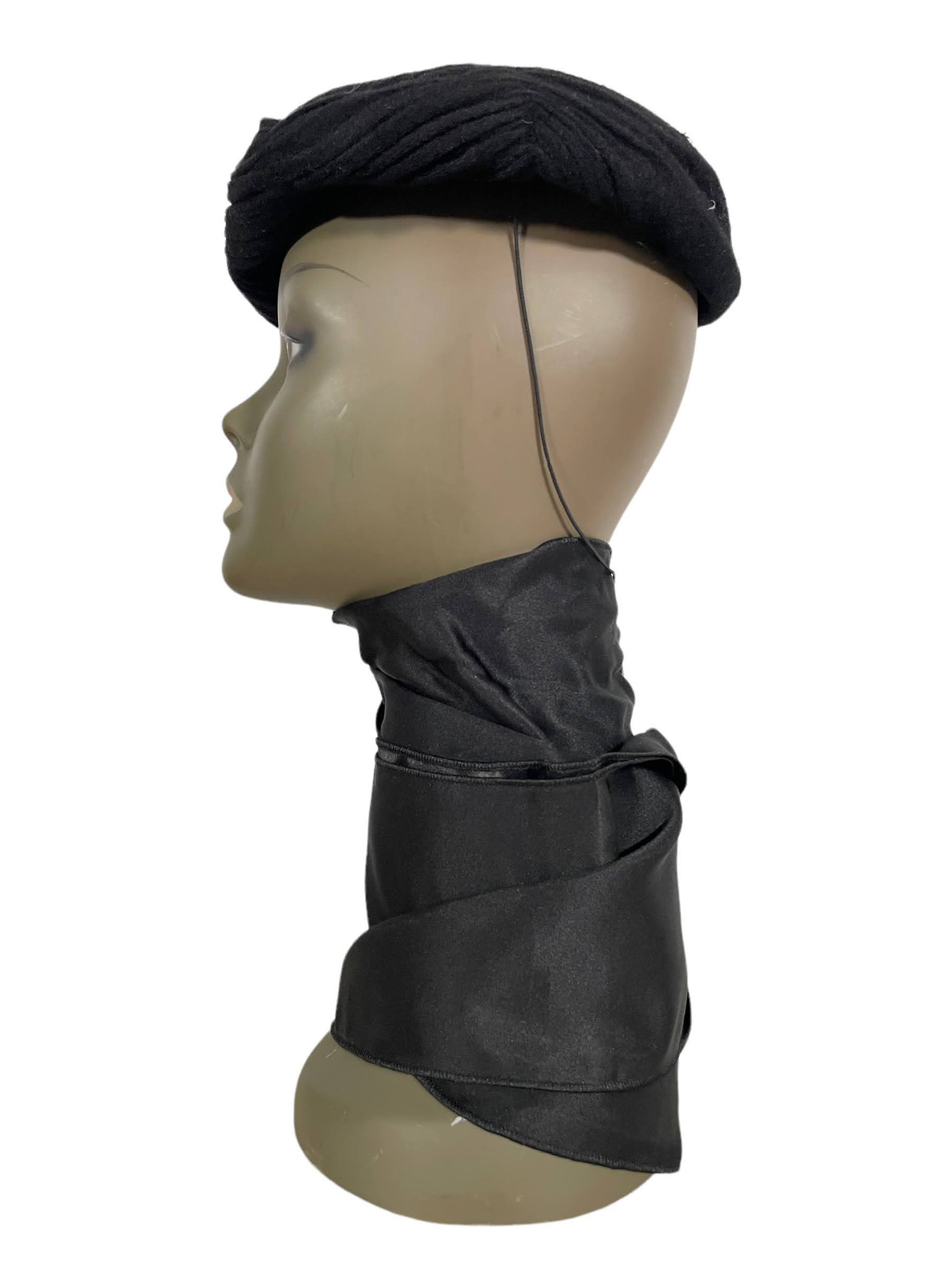 Vintage French Madeleine Et Germaine Paris Black Felt Draped Cap Hat ...