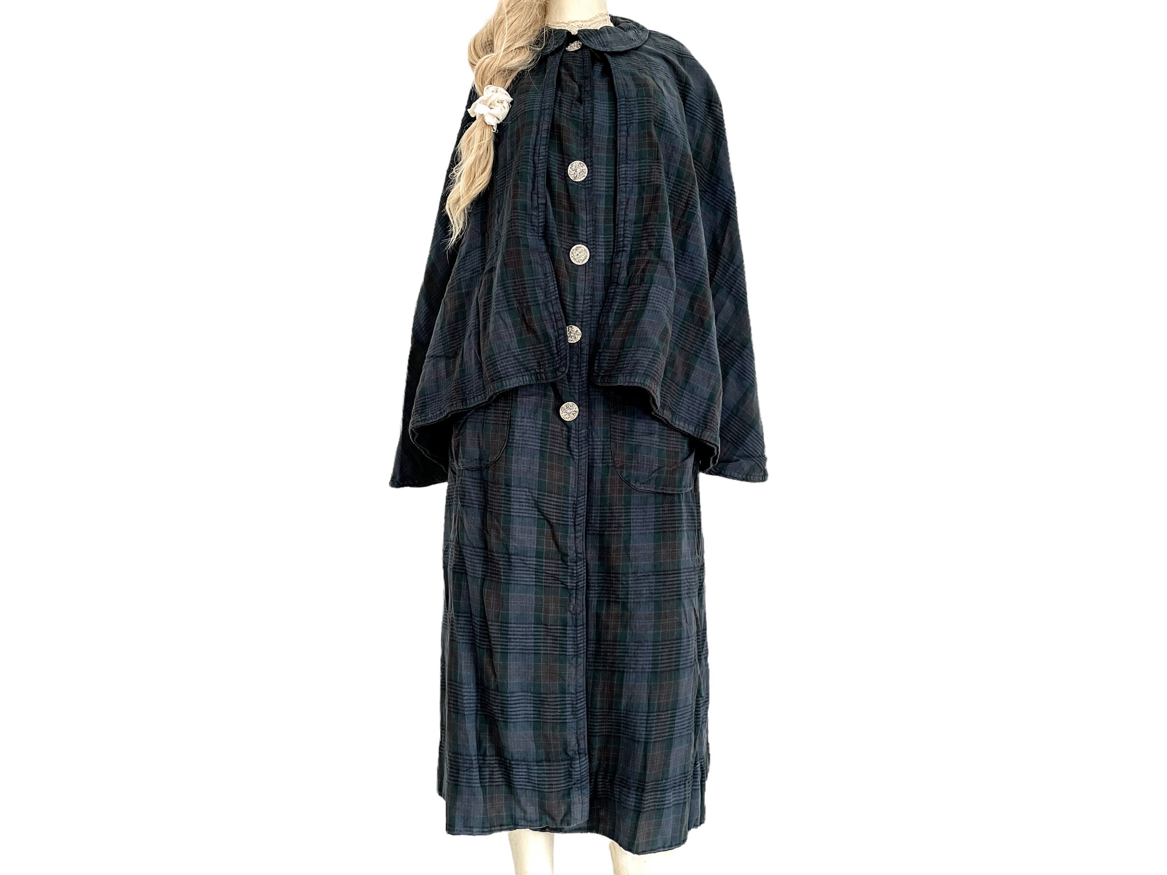 Vintage French Theatre Sherlock Holmes Costume Dark Green Blue Tartan ...