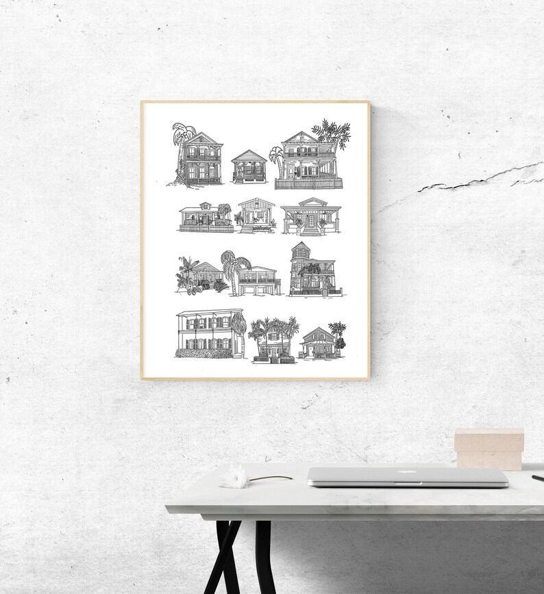 Key West Florida Illustration 8x10in Digital Download Print - Etsy