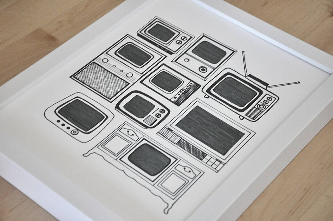 Vintage Television Sets Illustration 8x10in Print - Digital Download - Etsy