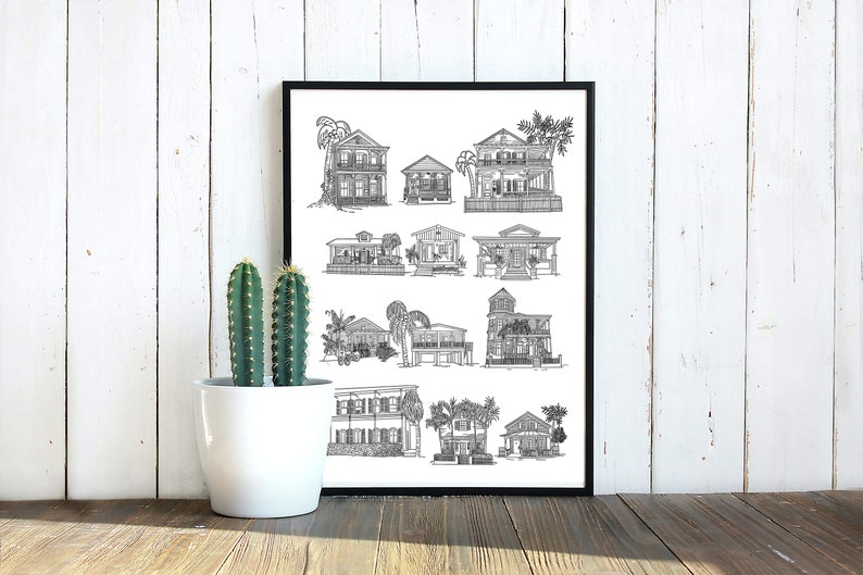 Key West Florida Illustration 8x10in Digital Download Print - Etsy