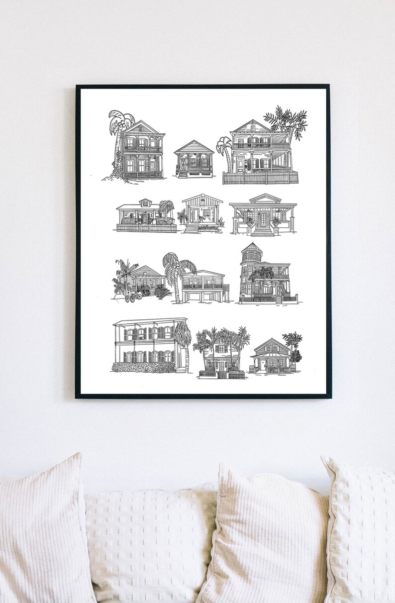 Key West Florida Illustration 8x10in Digital Download Print - Etsy