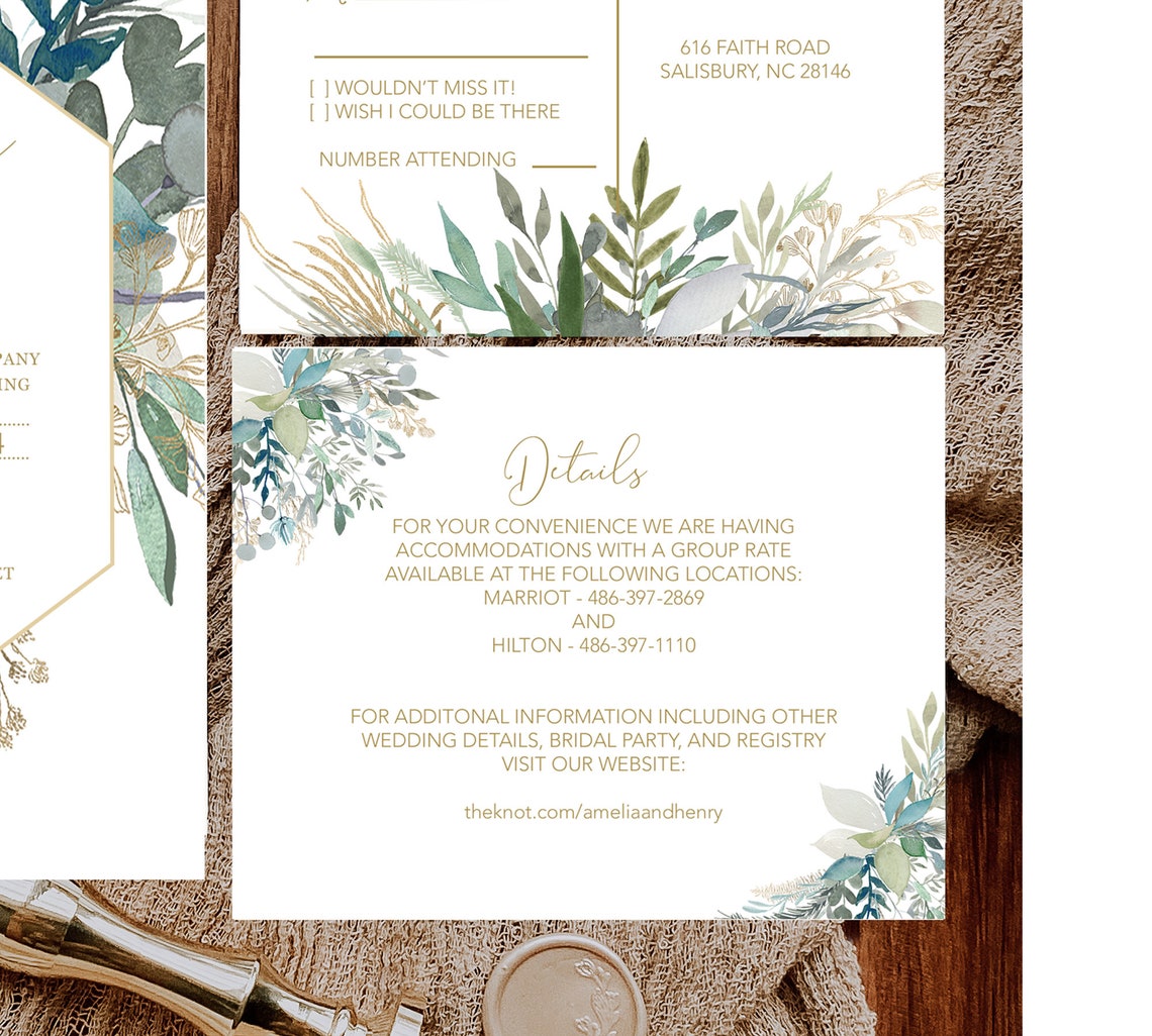 Boho Wedding Invitation Printed Set Bohemian Wedding Invite | Etsy